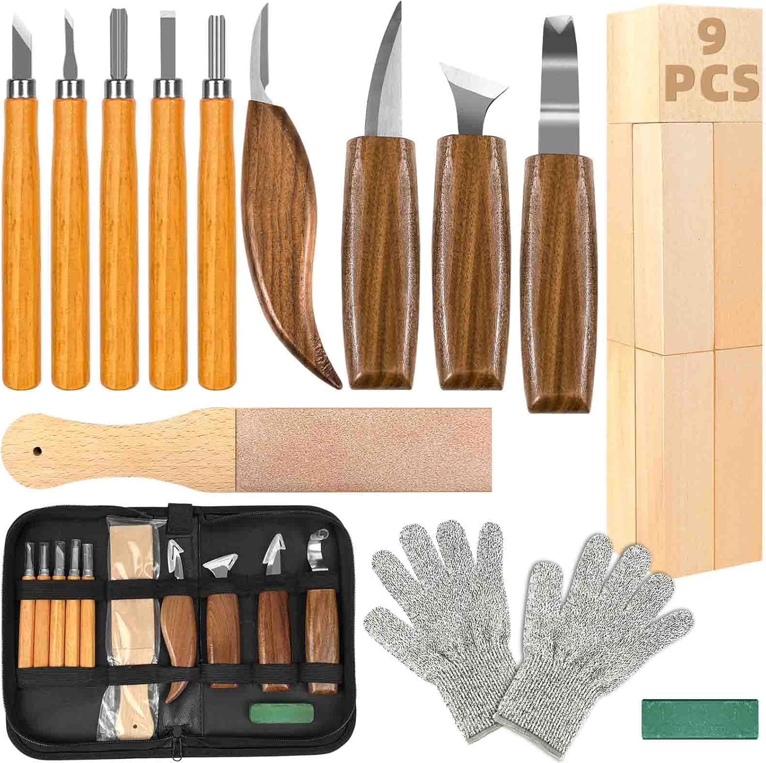 KERNOWO Woodworking Tool Set, 23PCS Woodworking Whittling Kit for ...