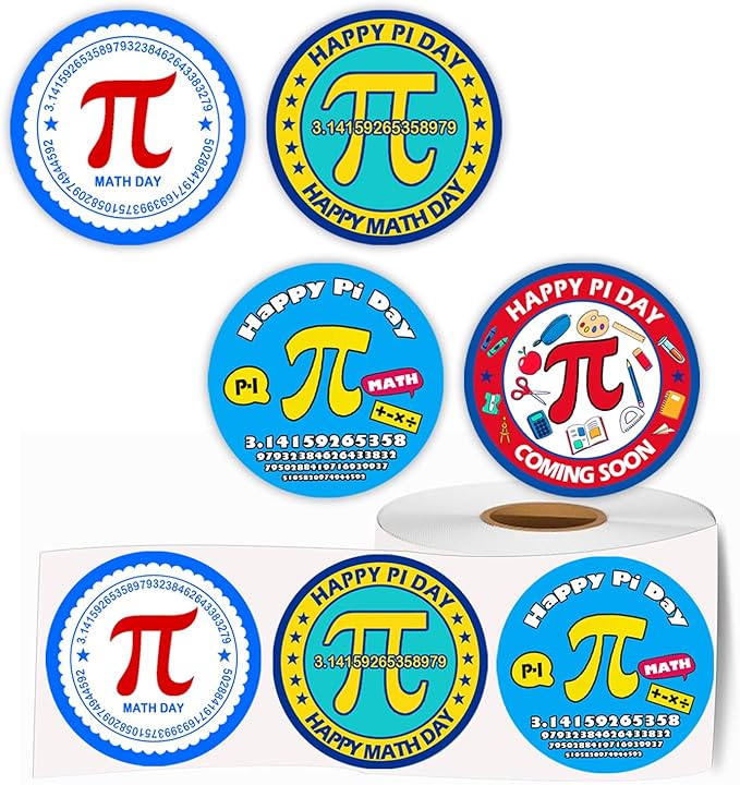 500 PCS Pi Day Stickers 2 Inch Math Theme π Labels Happy Pi Math Day ...