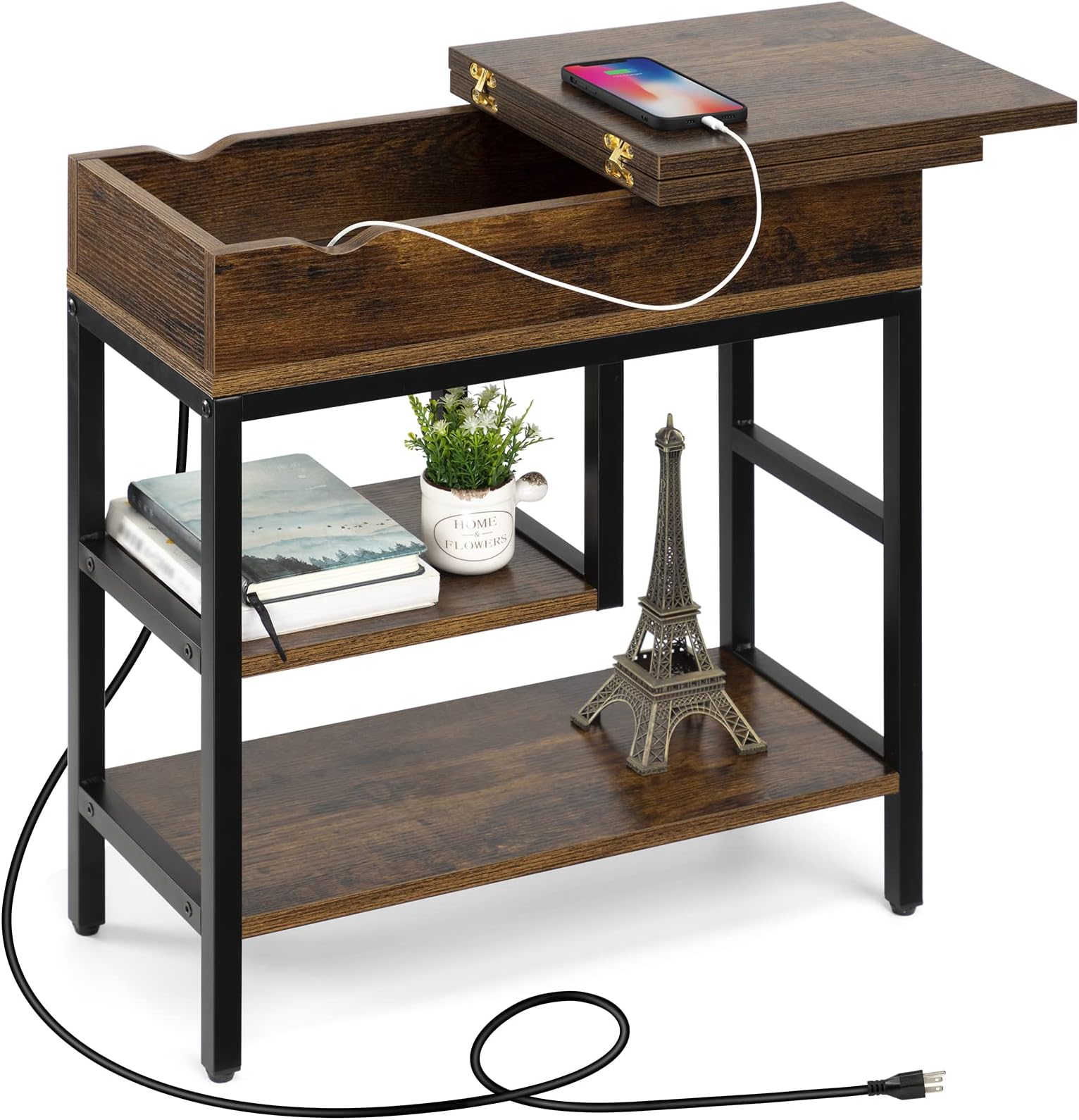 Amazon.com: BplusZ Side Table with USB Ports and Outlets End Table with ...