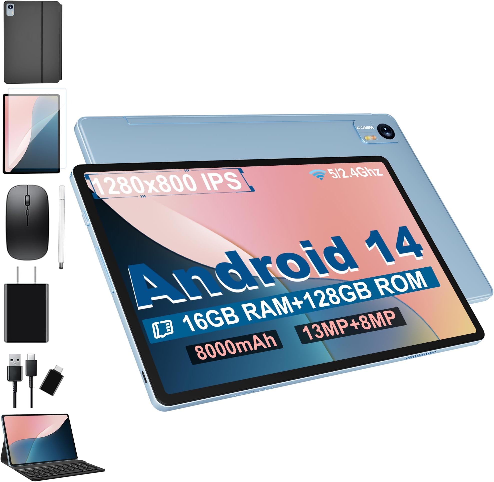 Amazon.com : AISLPC Android 14 Tablet 10.1 Inch, 8GB RAM 128GB ROM ...