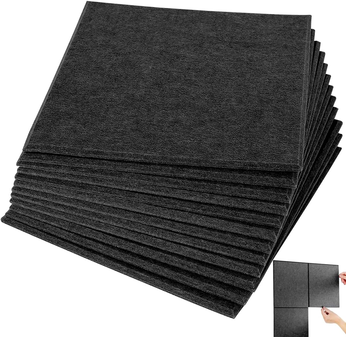 12 Pack Acoustic Panel High Density Acoustic Absorption Panel Beveled ...