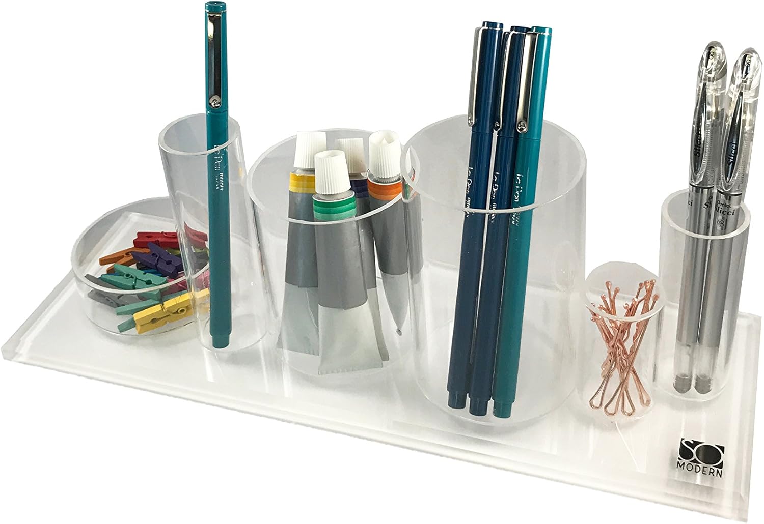 Amazon.com : Premium Quality Clear Acrylic Desktop Organizer and Pencil ...