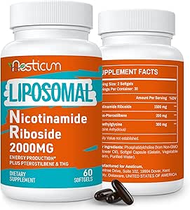 Amazon.com: 2000 MG Liposomal Nicotinamide Riboside Supplement with TMG & Pterostilbene, High ...