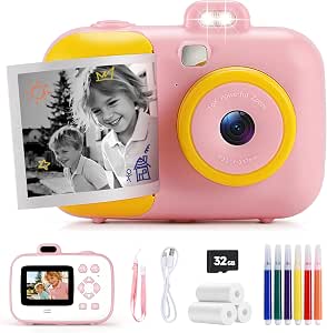 Instant Camera for Kids with Print Paper, 1080P HD Kids Camera Instant ...