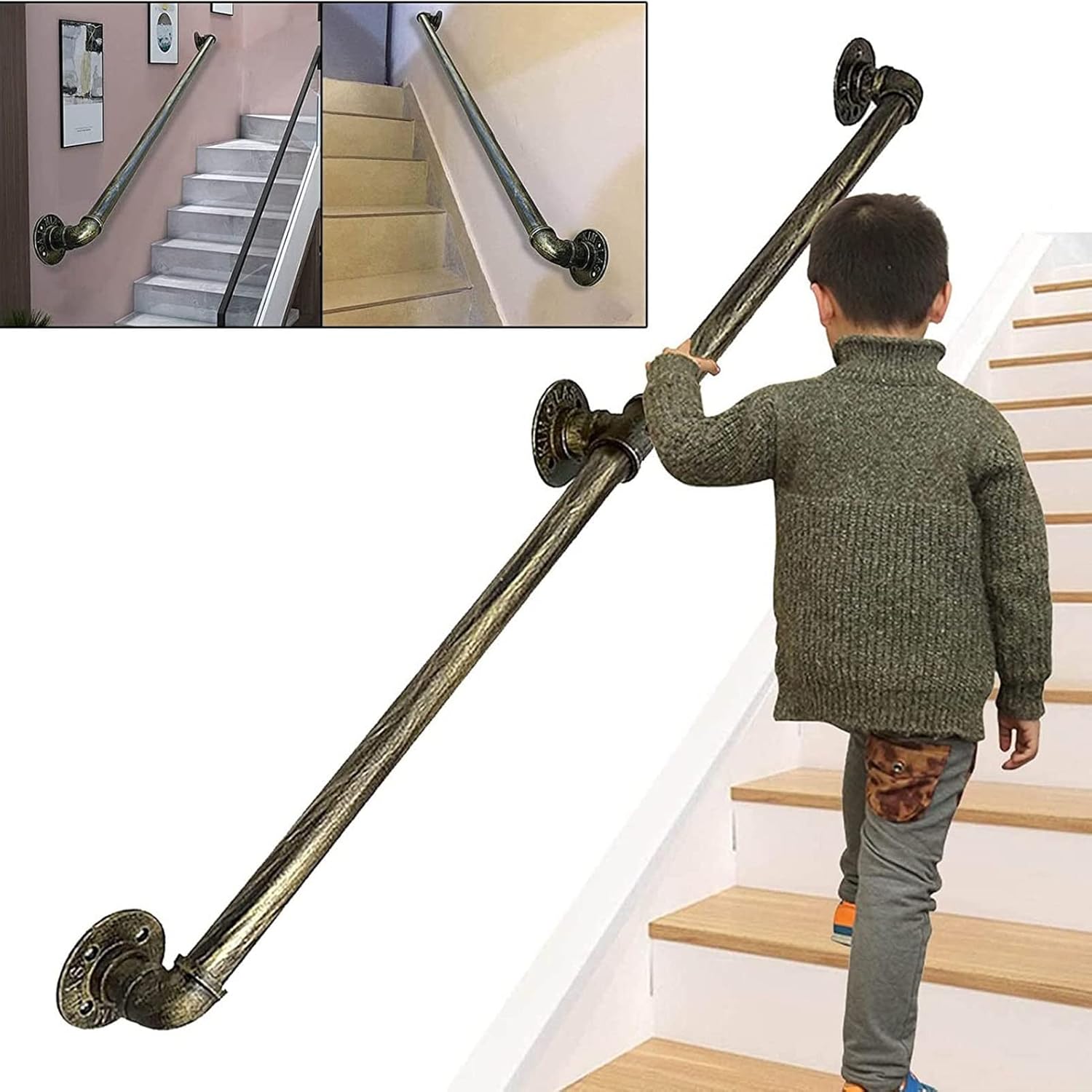Amazon.com: DONGYUE Stair Handrail, 1ft-20ft Antique Brass Pipe ...