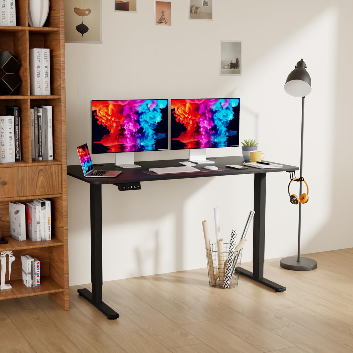 Computer Desk Adjustable Height Computer Workstation Electric Lifting ...