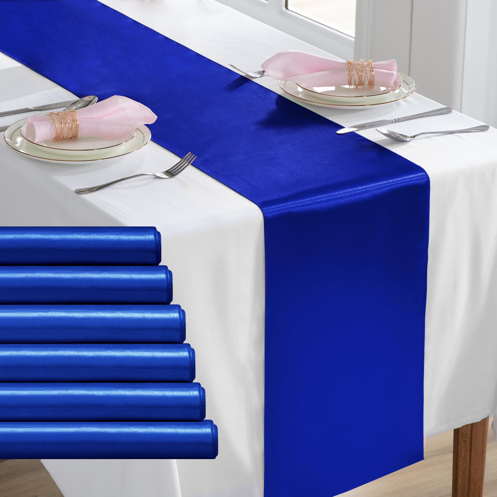 Amazon.com: KKJIAF 6 Pack Royal Blue Table Runners 12 x 108 Inch ...