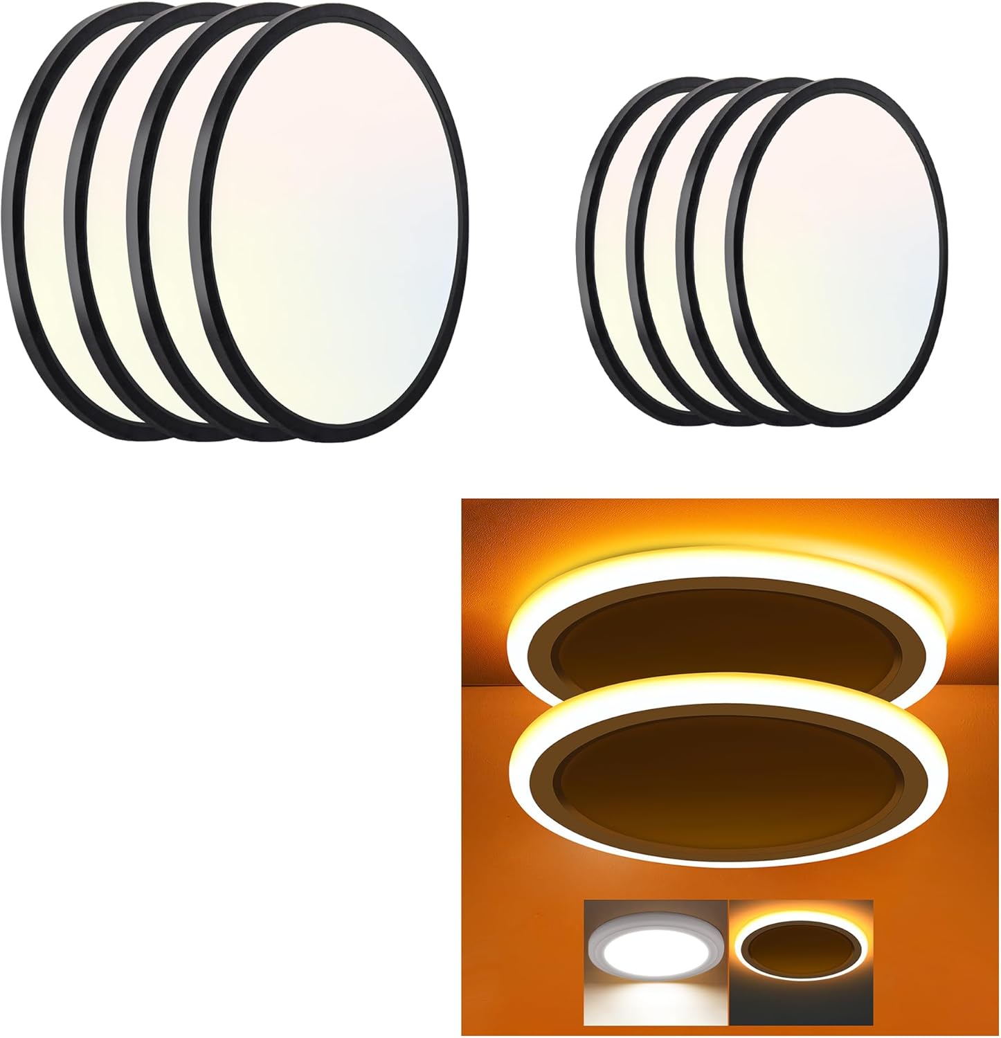 Hlite LED Flush Mount Ceiling Light Fixture with Night Light,3000K ...