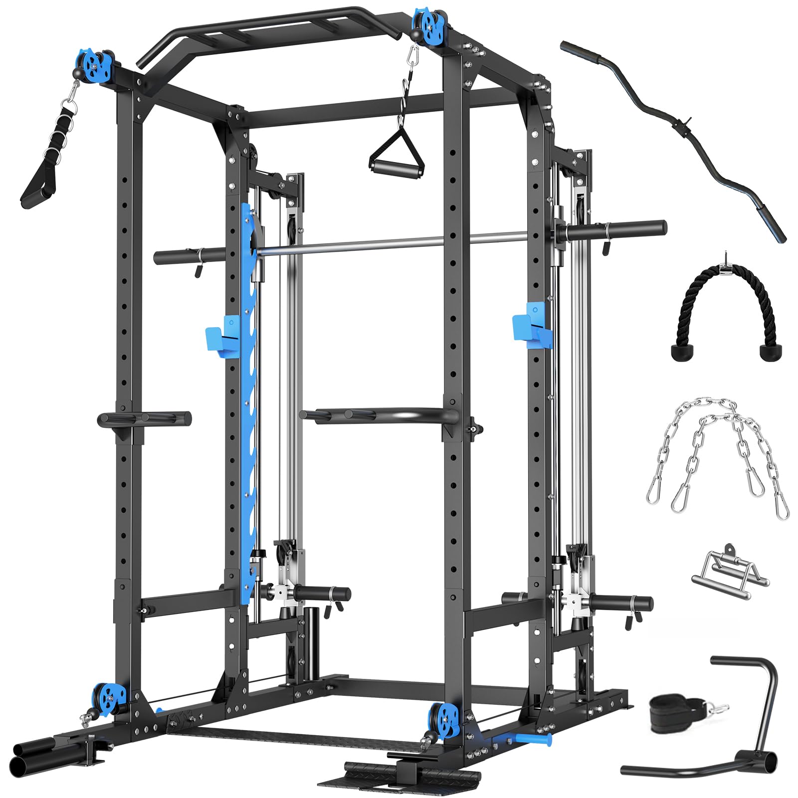 Amazon.com : Multifunctional Power Cage Rack with Cable Crossover/Smith ...