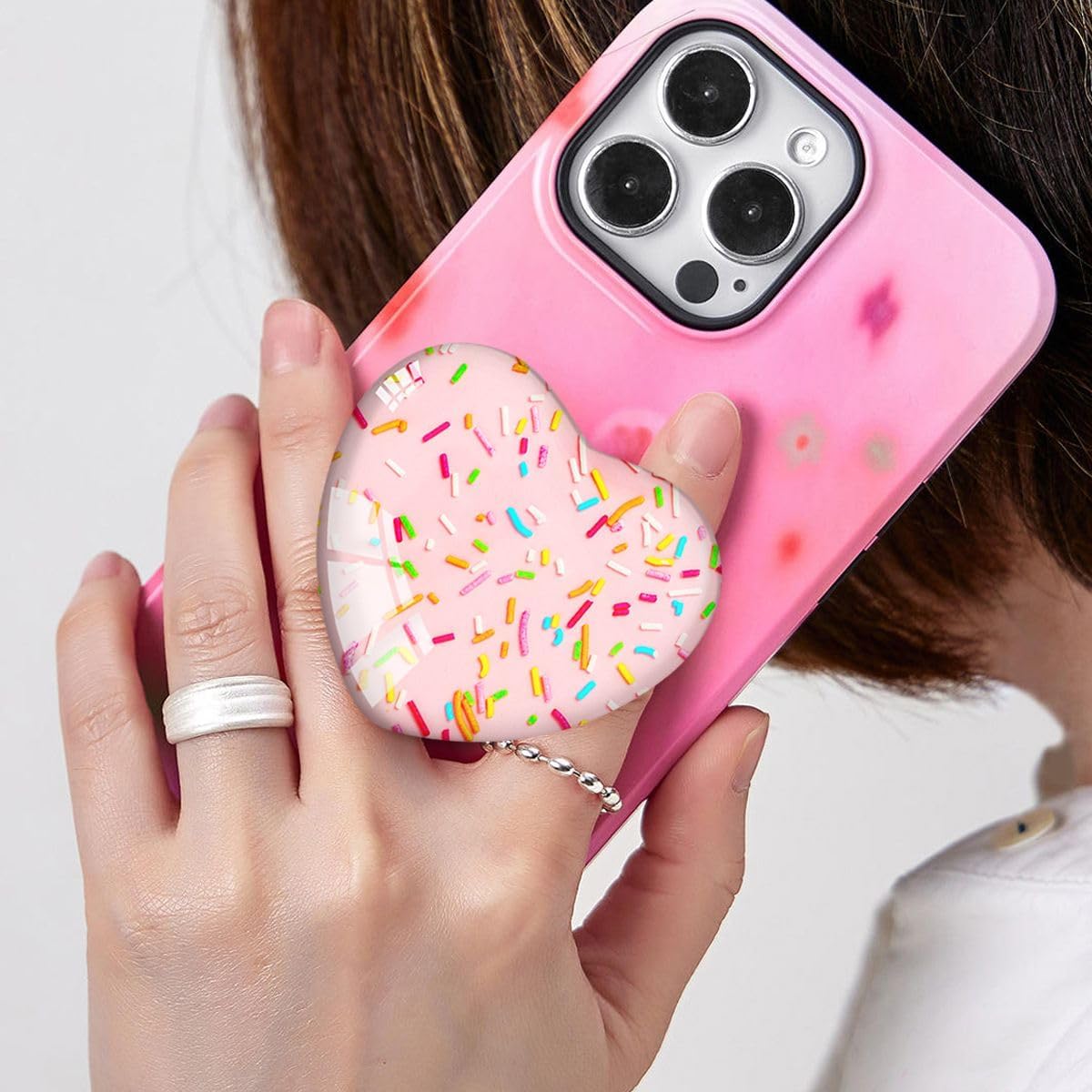 Amazon.com: Luhoit - Cell Phone Expanding Phone Grip Heart Shape Glass ...