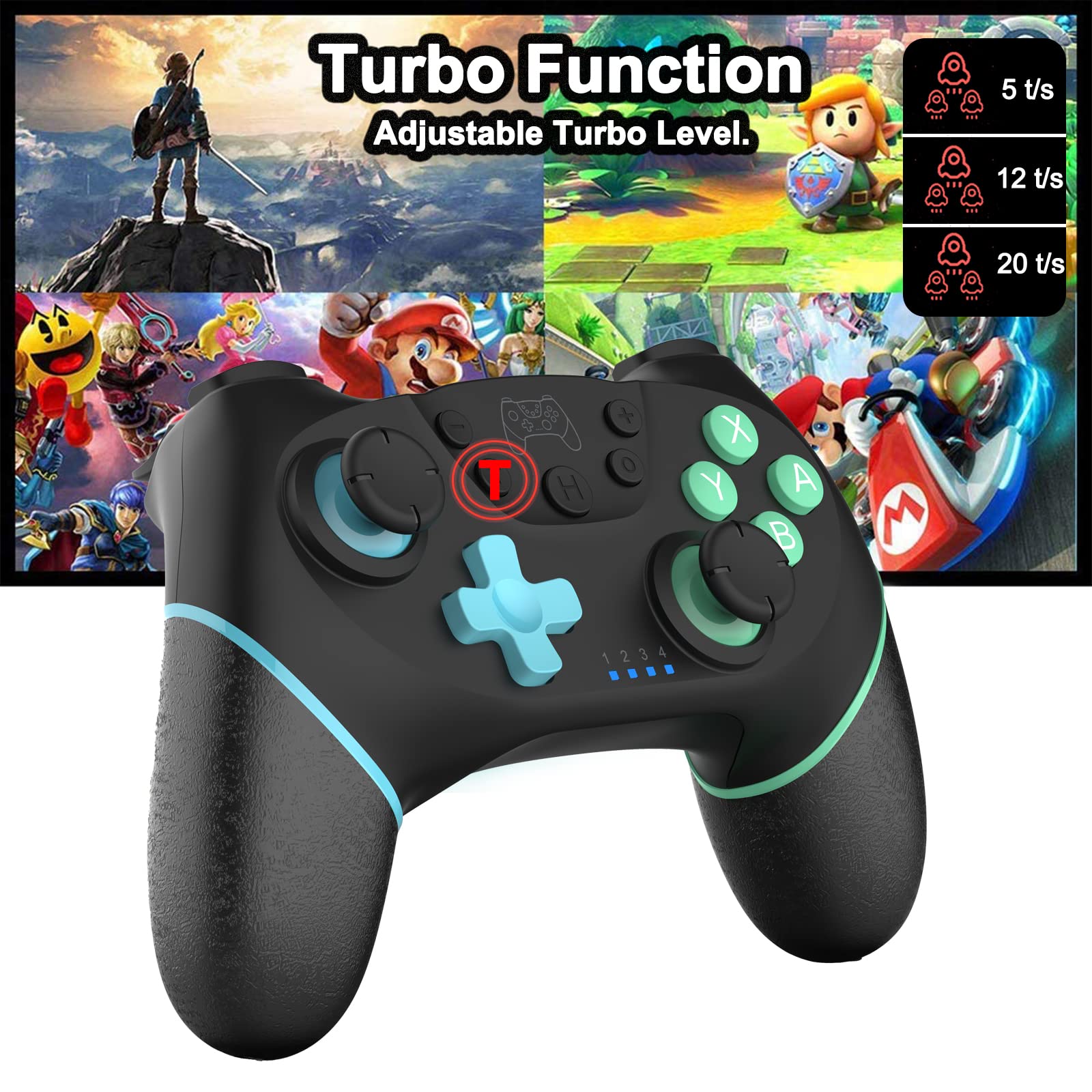 Maegoo Wireless Controller for Switch, Bluetooth Switch Pro Controller ...