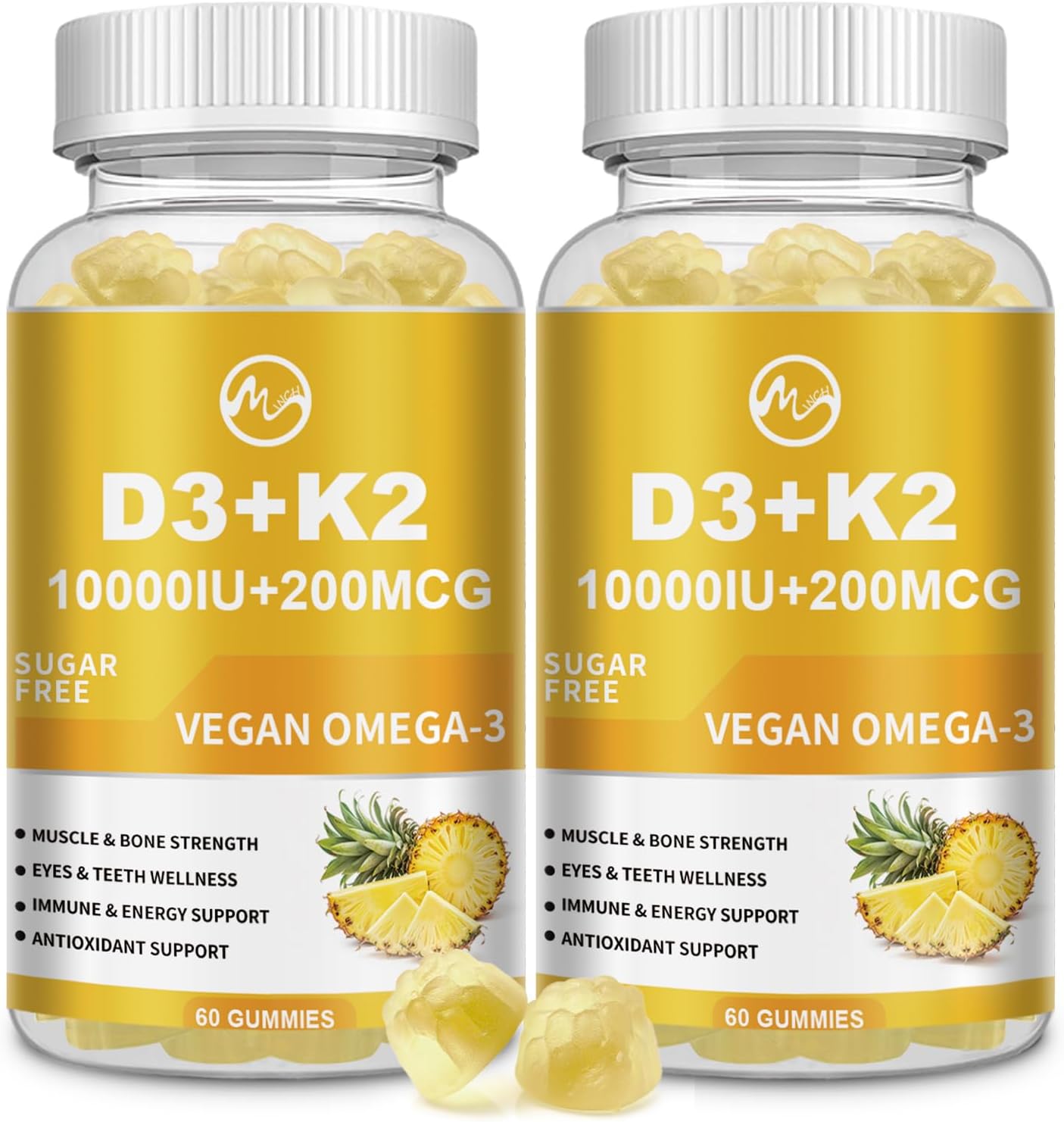 Amazon.com: Vitamin D3 K2 Gummies, Vitamin D3 10000IU, K2 (MK-7) 200mcg ...