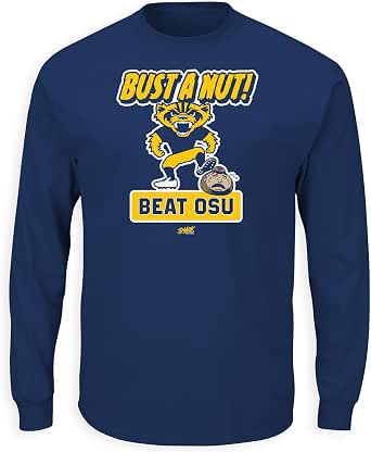 Amazon.com: Bust a Nut! Beat Ohio State (Blue/Maize) T-Shirt for ...