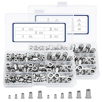 SAE & Metric Stainless Steel Rivet Nut Kits, JROUTH 380pcs Rivnuts ...