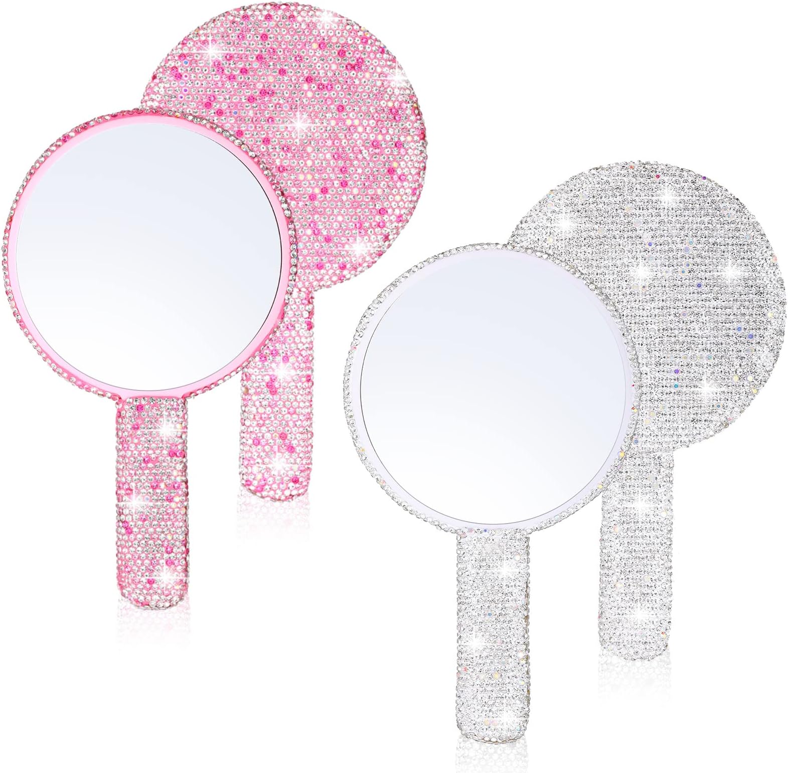 Amazon.com: Jxiaoyumio Sparkling Rhinestone Mirror Bling Hand Mirror ...