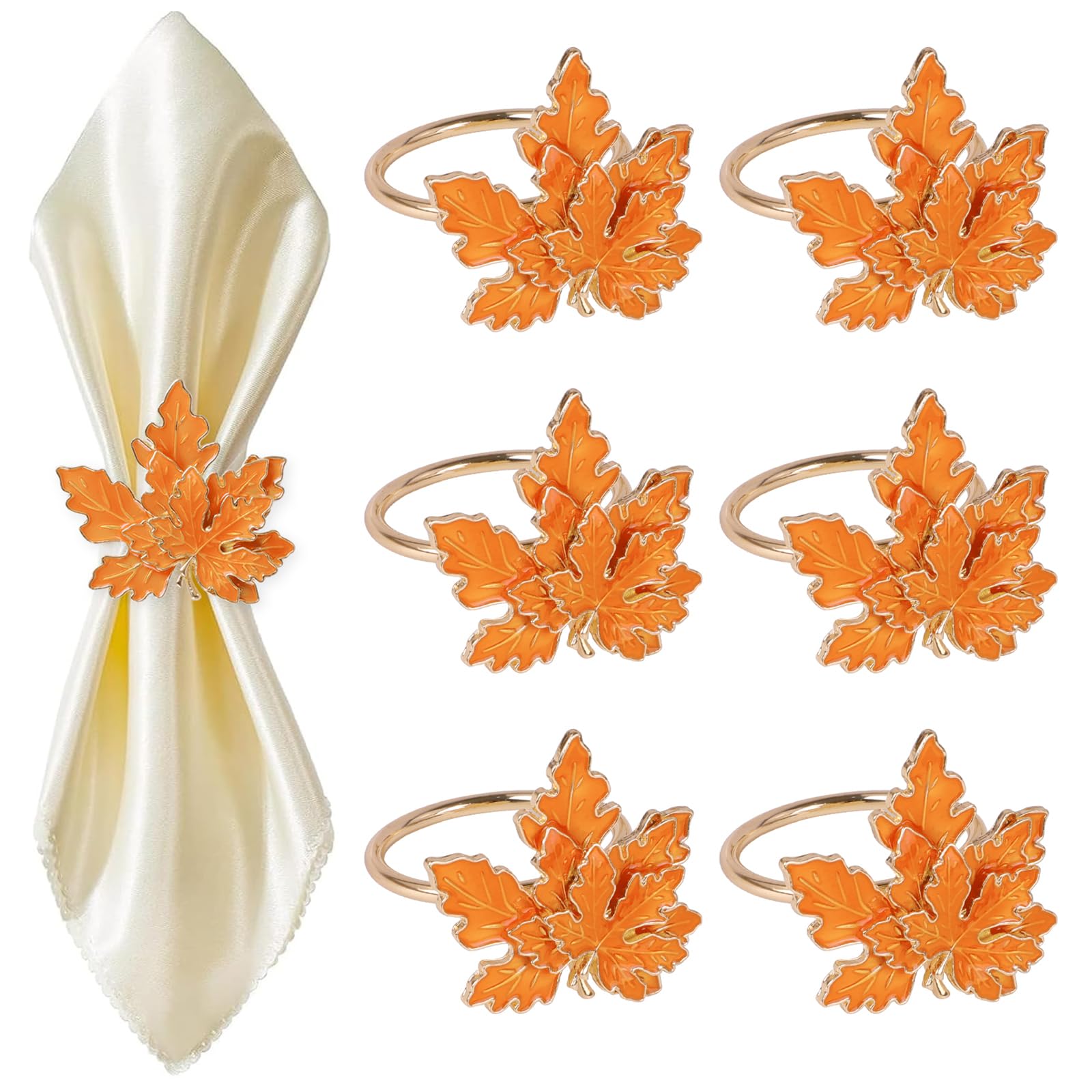 Amazon.com: Emivery 6 Pieces Maple Leaf Napkin Rings, Thanksgiving ...