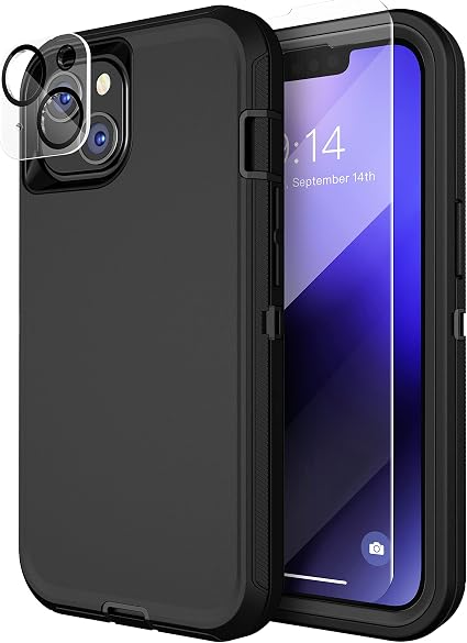 Amazon.com: MXX Heavy Duty Made for iPhone 14 Case with Tempered Glass ...
