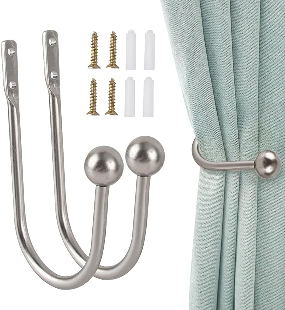 GWAWG 2 PCS Metal Curtain Holdback Decorative Drapery Holdbacks Arms ...