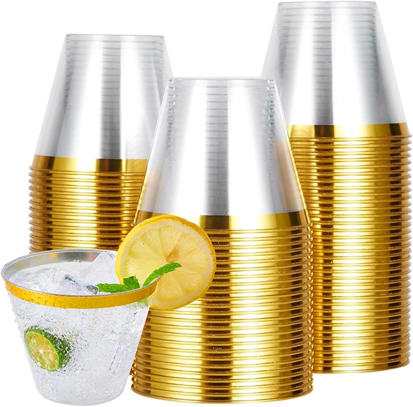 100 pcs Plastic Cups,Reusable Drinking Cups,Elegant Party Wine Glasses ...