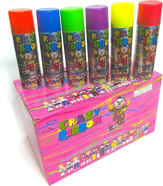 Crazy Ribbon Kids Party Spray - Colored String Spray for Celebrations ...