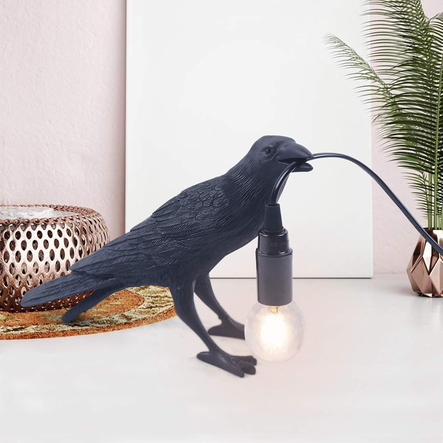 HOOMTLSY Raven Light Lifelike Resin Raven Light Vintage Crow led Lamp ...