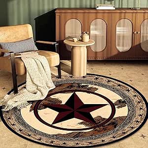 Amazon.com: Qmkmyy Round Rustic Texas Stars Area Rug 3Ft Western Cowboy ...