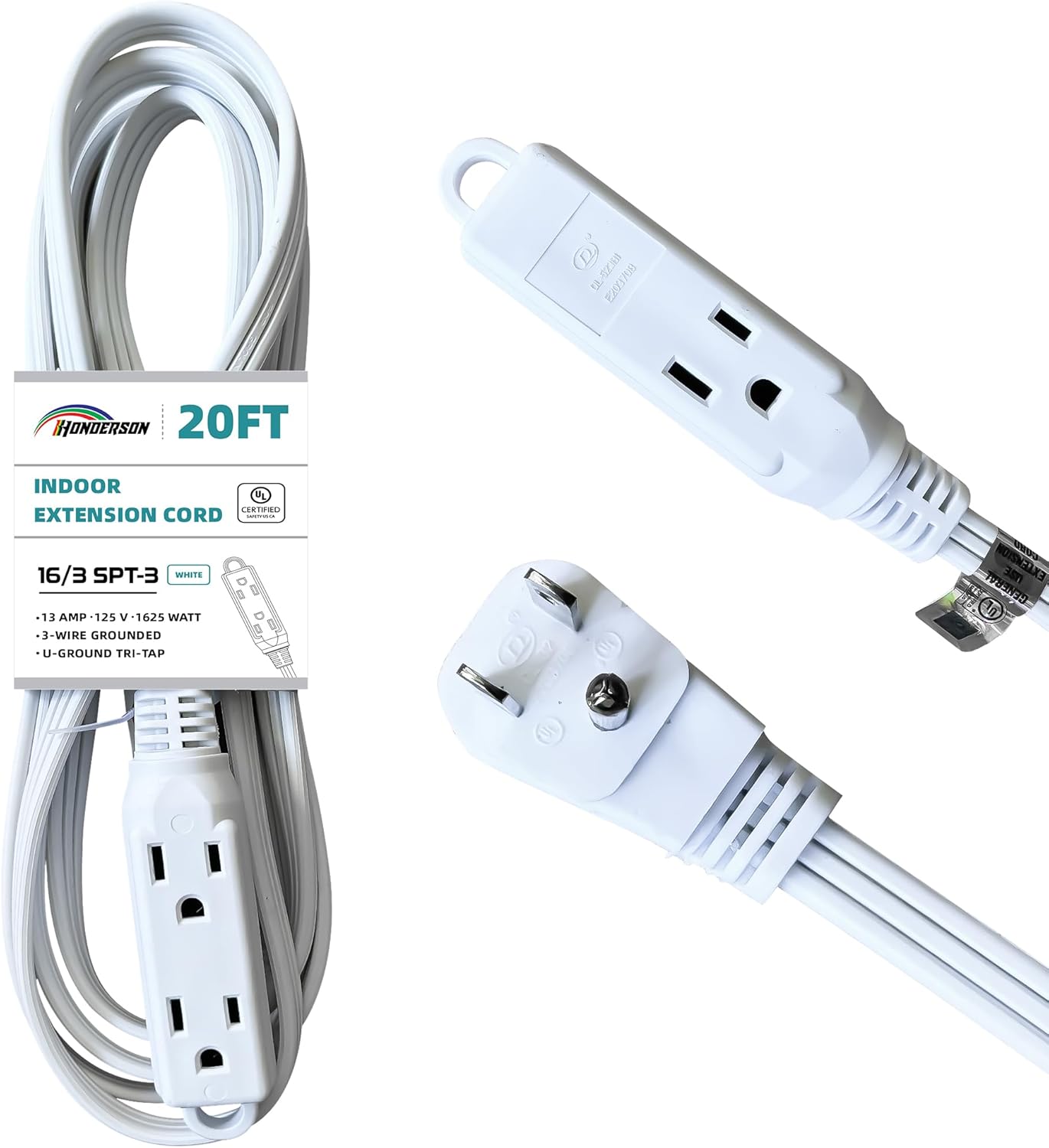 Amazon.com: HONDERSON 3-Outlets Flat Plug Extension Cord Outlet ...