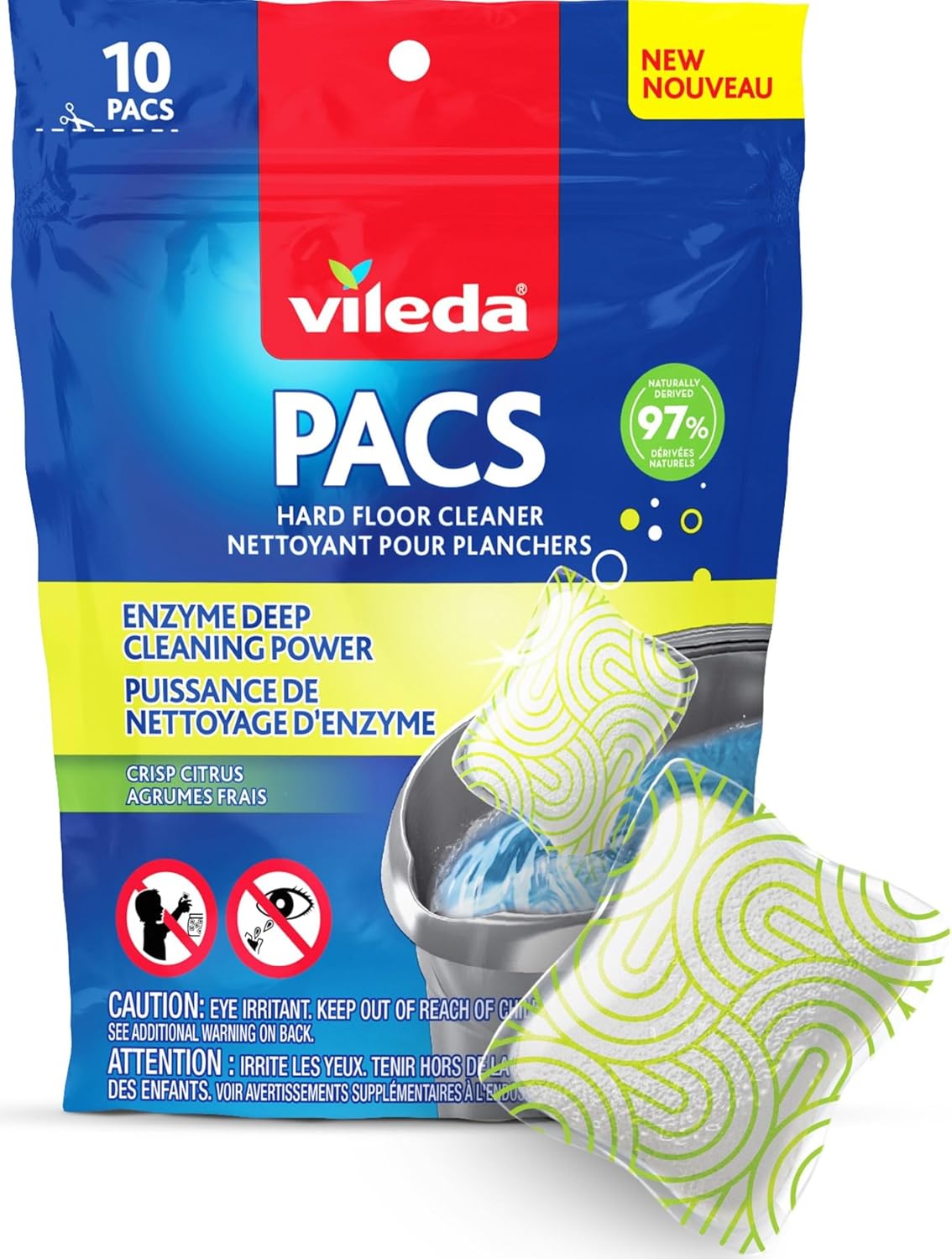 Vileda PACS Floor Cleaner, Crisp Citrus Scent 10 Count (1-Pack) | Made ...
