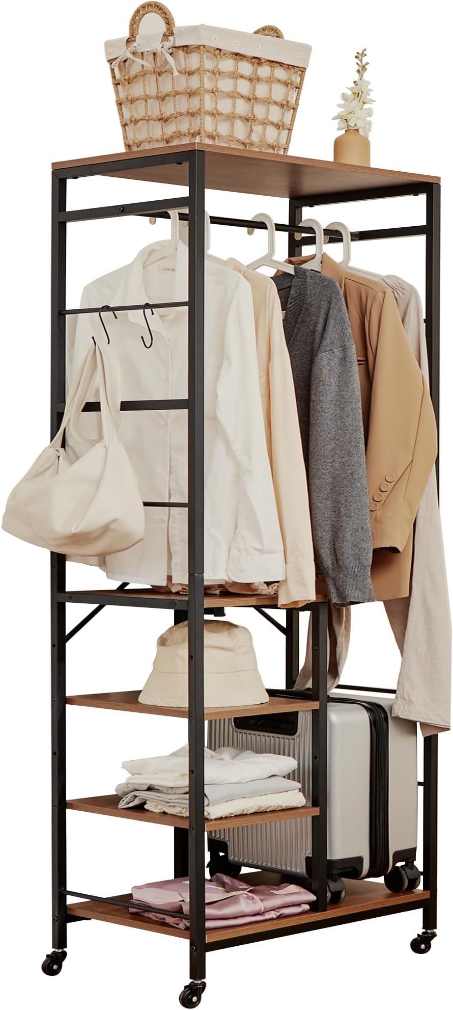 Amazon.com: PrimeZone Heavy Duty Clothes Garment Rack with Wheels ...