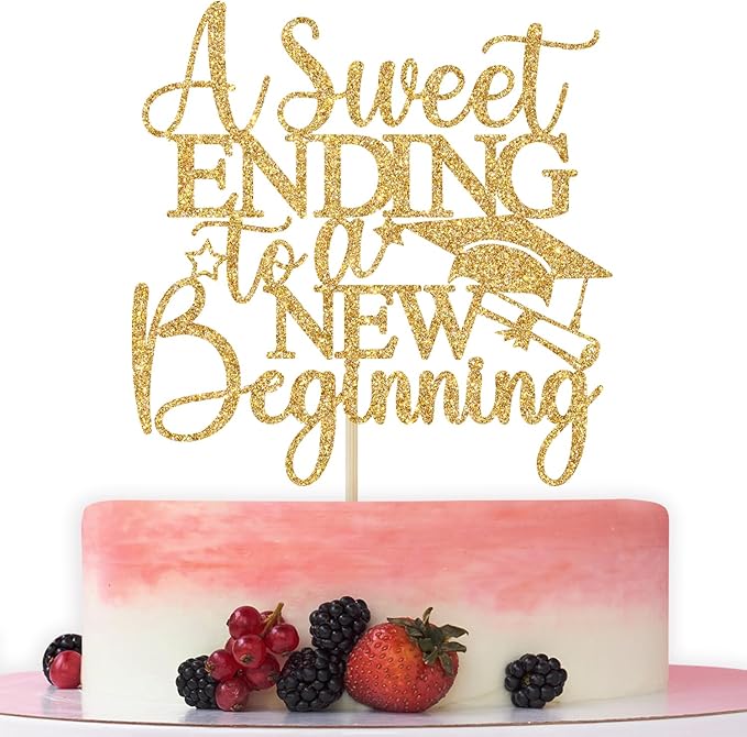 Amazon.com: A Sweet Ending to A New Beginning Cake Topper, Farewell ...