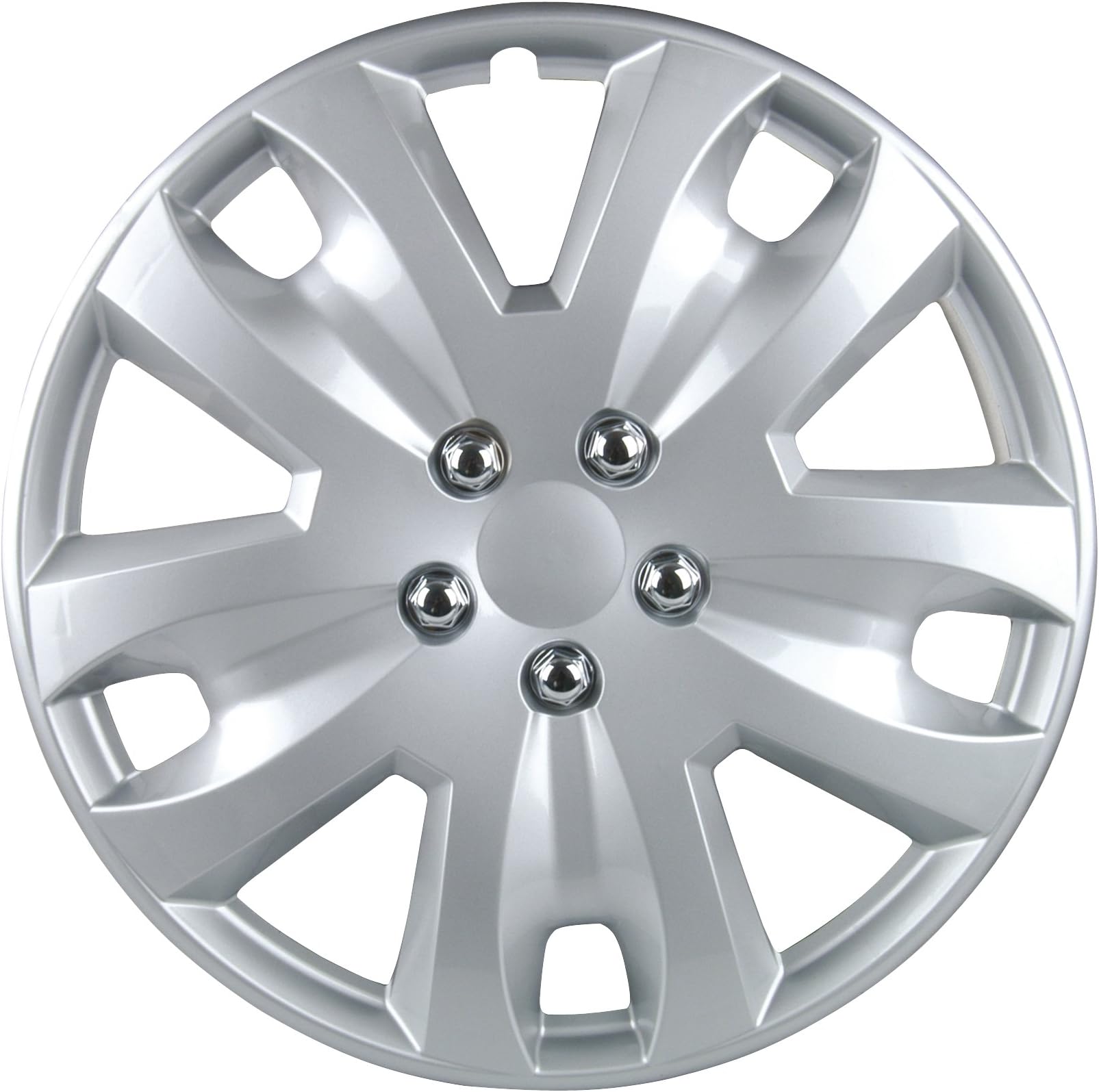 Set of 4 16 Inches Solid Silver Unbreakable Wheel Trim Cover Set Fits ...