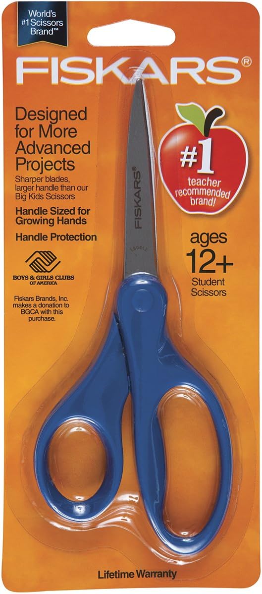 Amazon.com: Fiskars 7" Student Scissors for Kids 12-14 - Scissors for ...