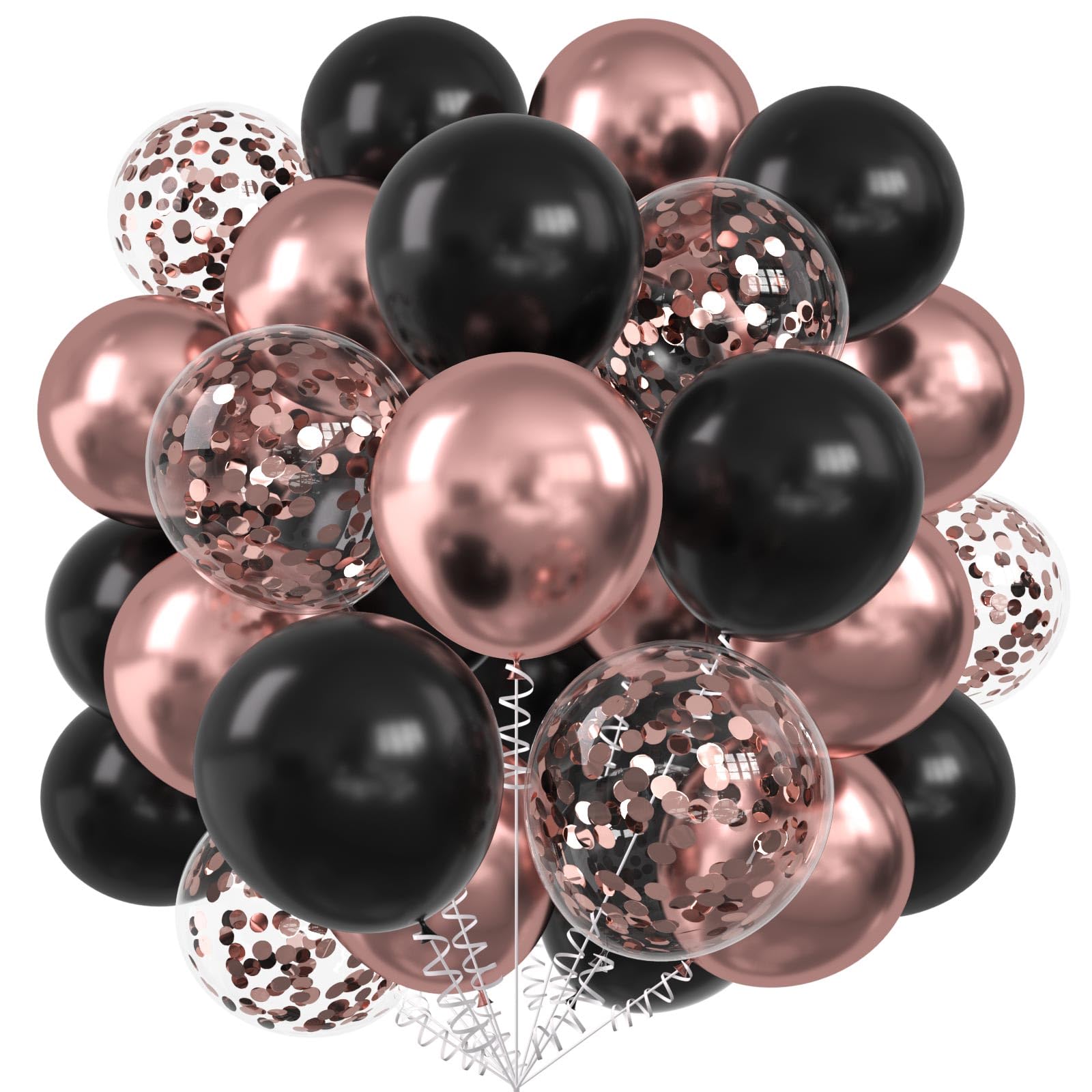 Amazon.com: KALOR Rose Gold Black and Gold Balloons, 60 Pcs 12 Inch ...