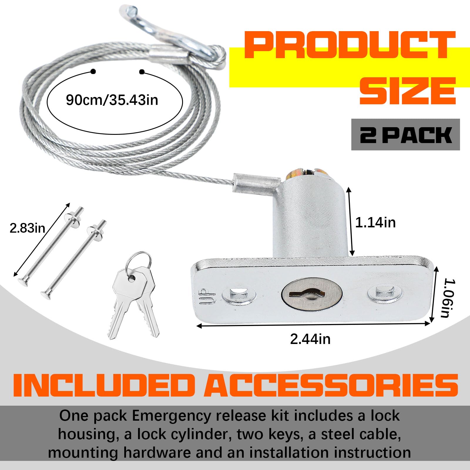 Snapklik.com : MorningRo 2 Set Garage Door Emergency Key Release Lock Kit