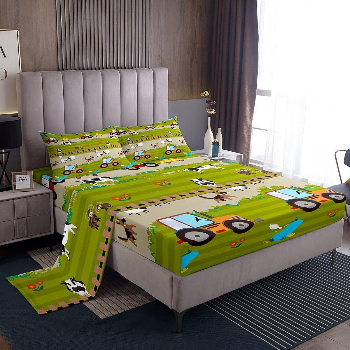 Amazon.com: Tractor Bed Sheets for Boys King Size, Toddler Kids Cute ...