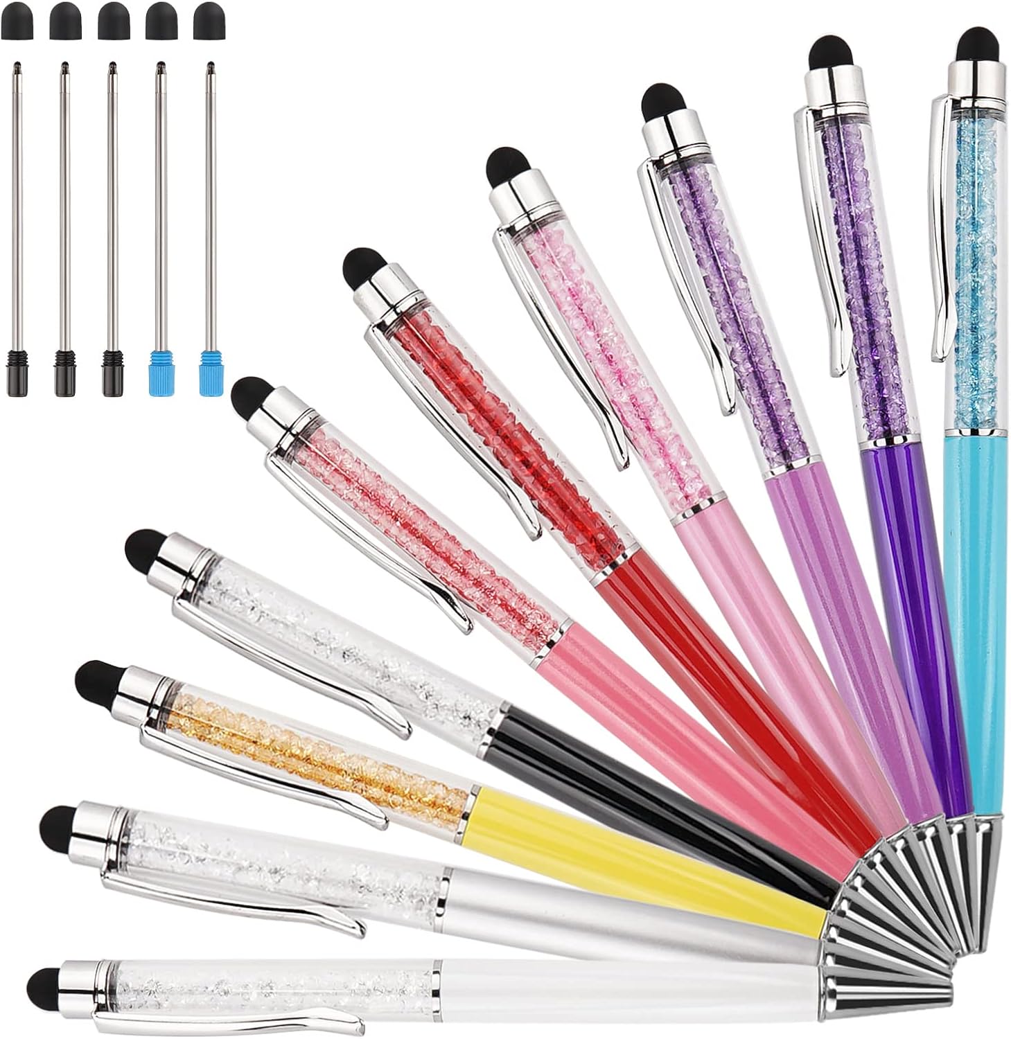 Amazon.com: YOUMI 10 pcs 2 in 1 Bling Ballpoint Pens Crystal Diamond ...