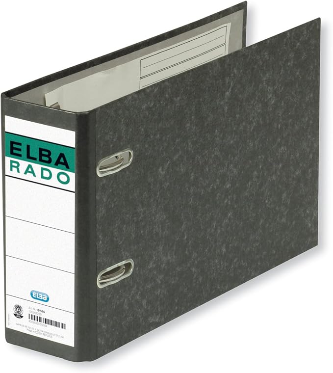 Elba Recycling-Ordner A5 quer, Rado Wolkenmarmor, 7,5 cm breit, schwarz ...