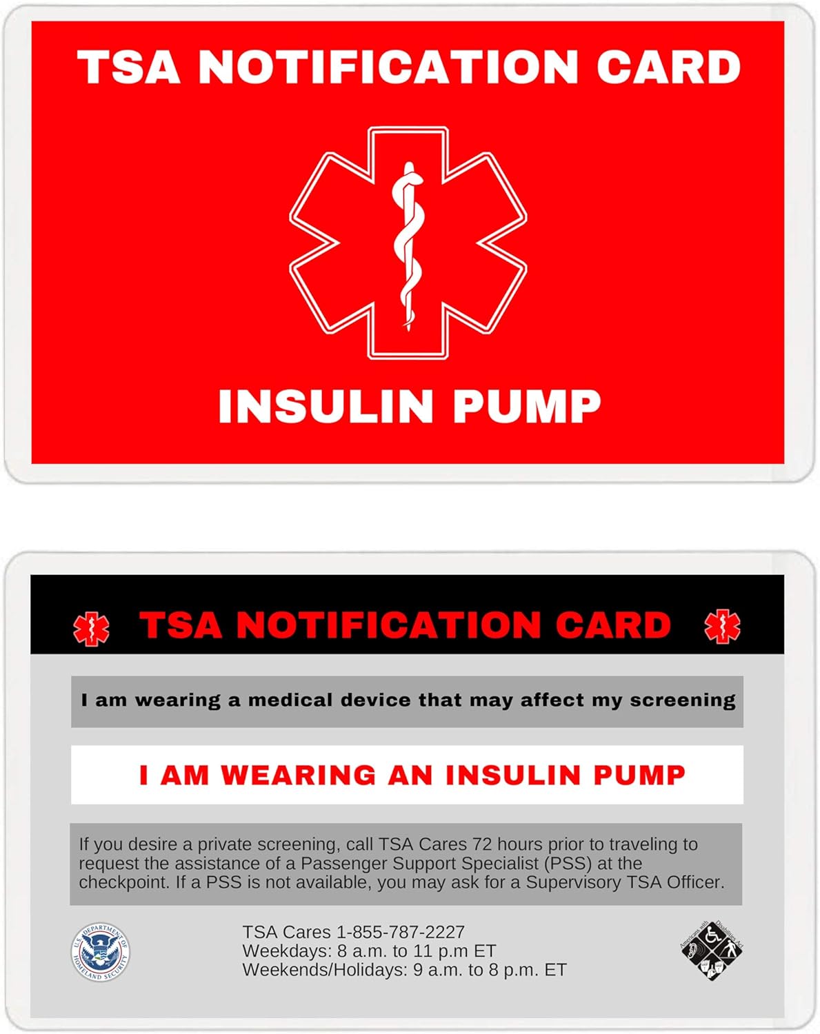 Amazon.com : TSA Notification Card for Insulin Pump wearers - Wallet ...