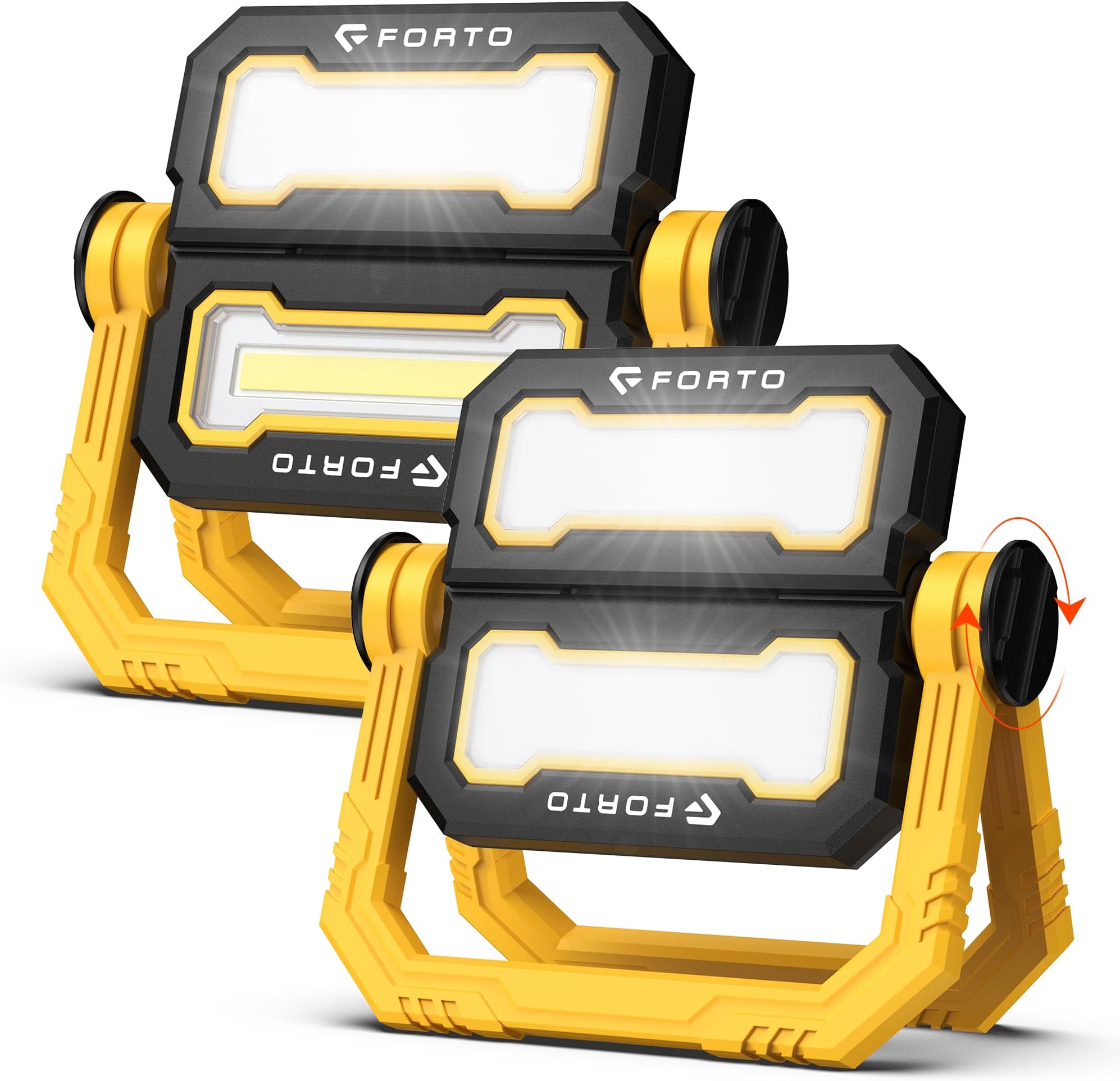 FORTO Rechargeable Work Light，3000LM 2 COB Portable Flood Light ...
