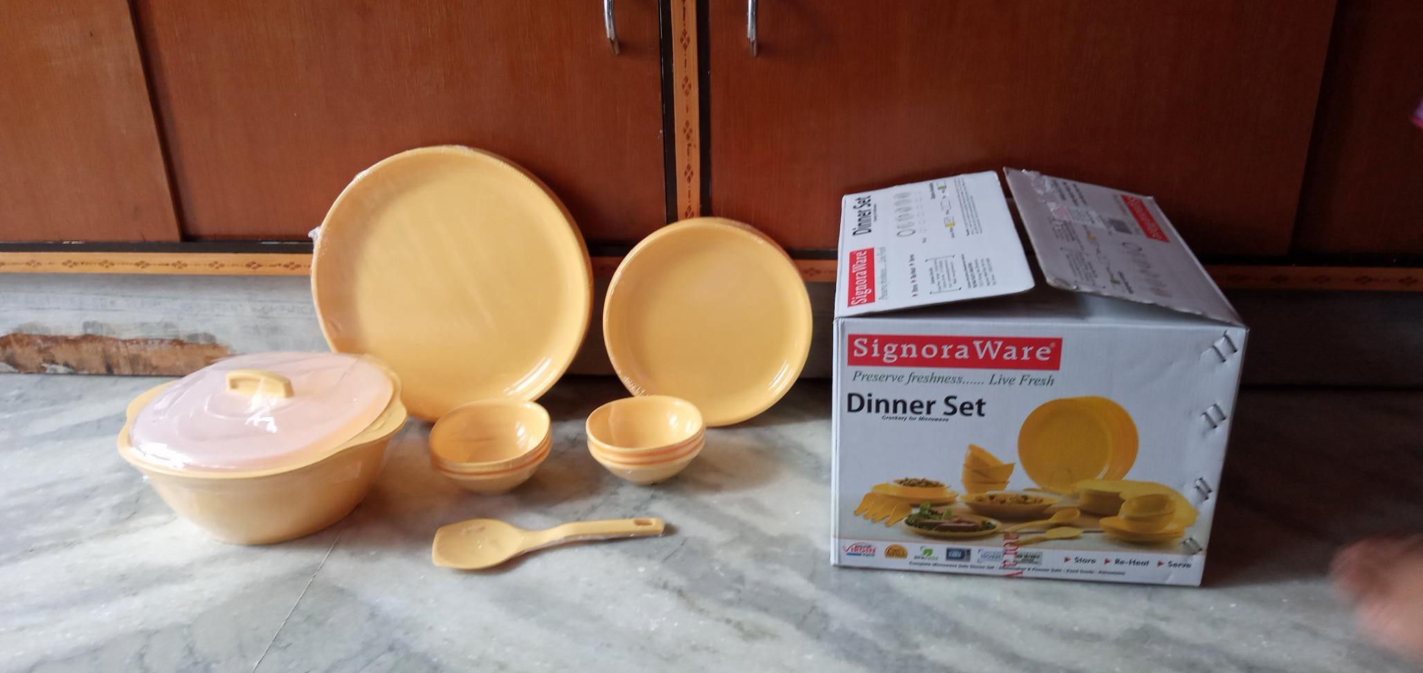 Signoraware Round Dinner Set, 23 Pieces, White, Plastic : Amazon.in ...