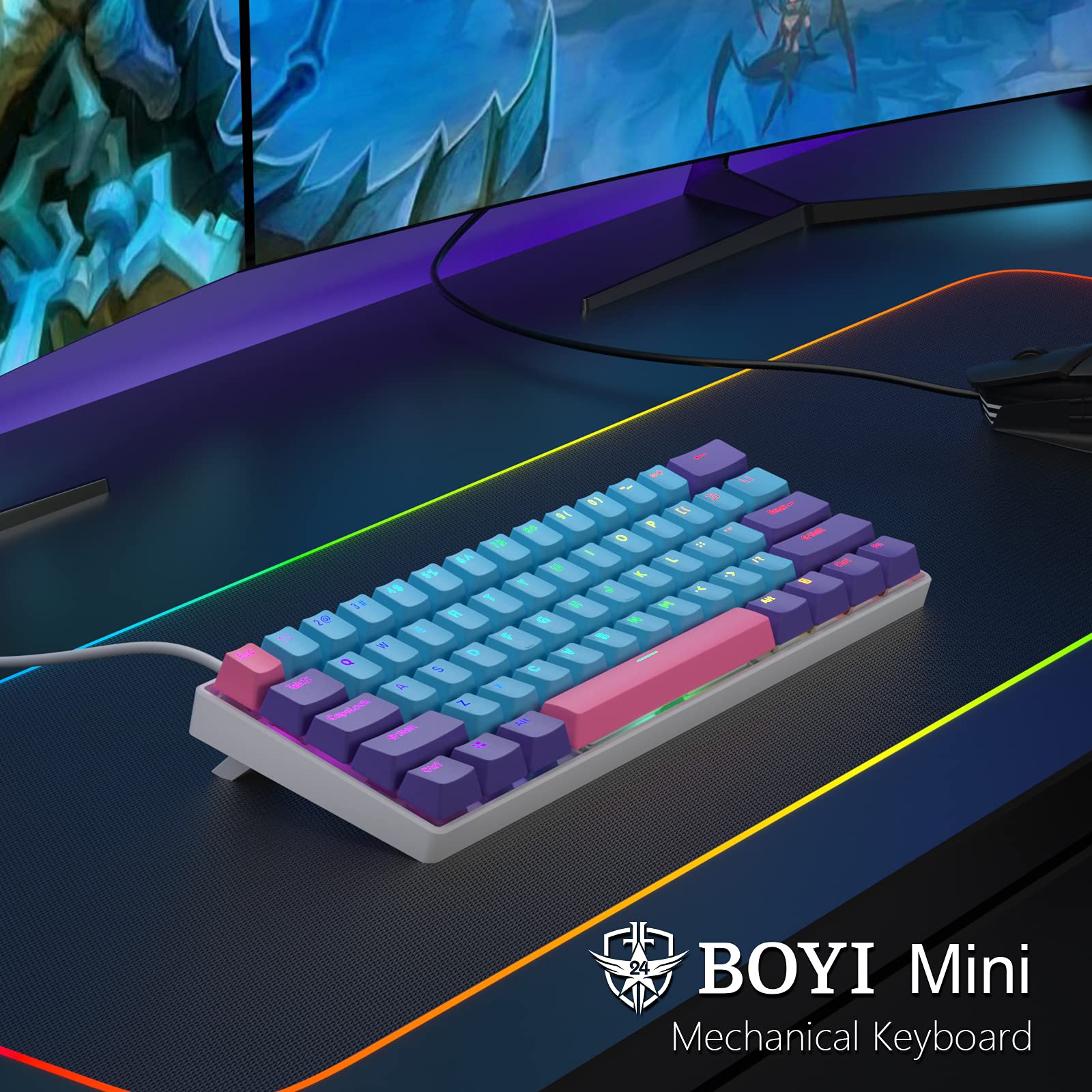 BOYI 60% Mechanical Gaming Keyboard,BOYI 61 Mini RGB Cherry MX Switch ...