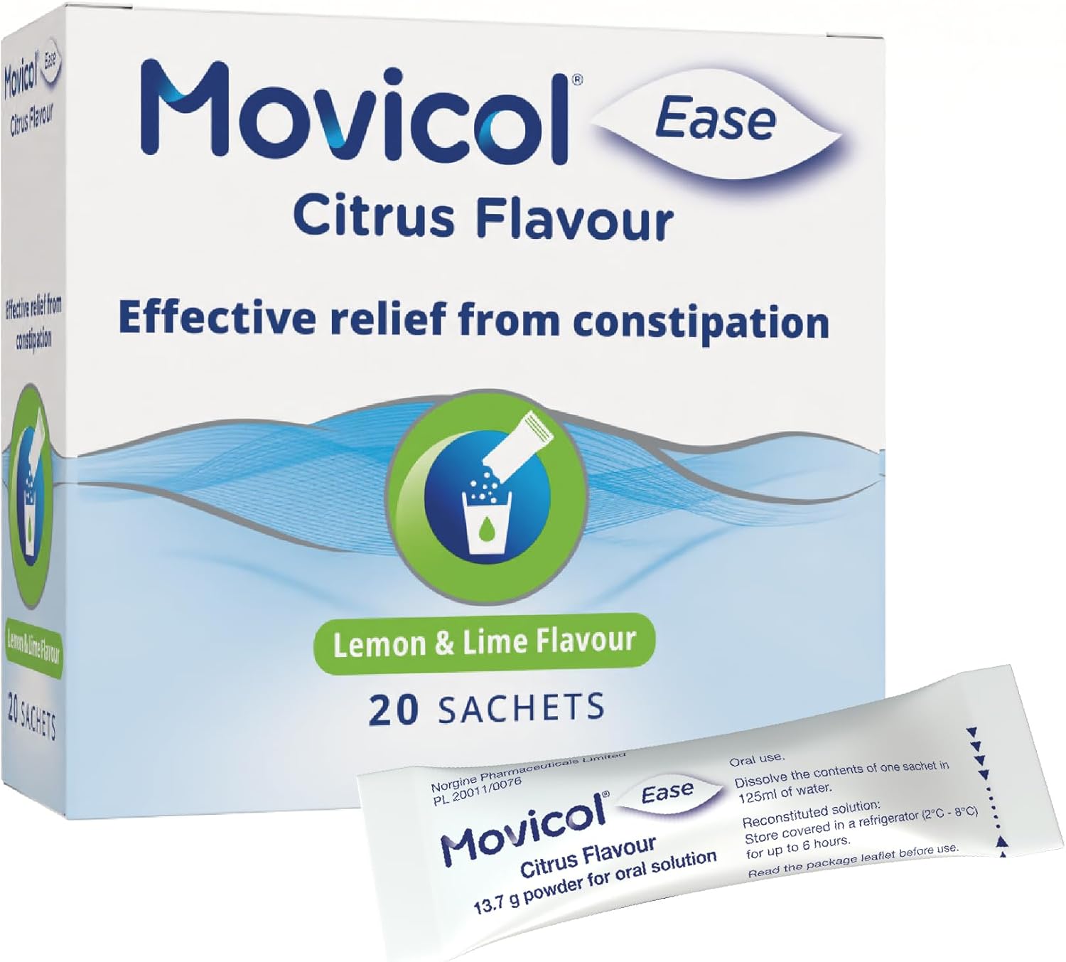 Movicol Ease Stick Sachets, Citrus, 20 Sachets, Constipation Relief for ...