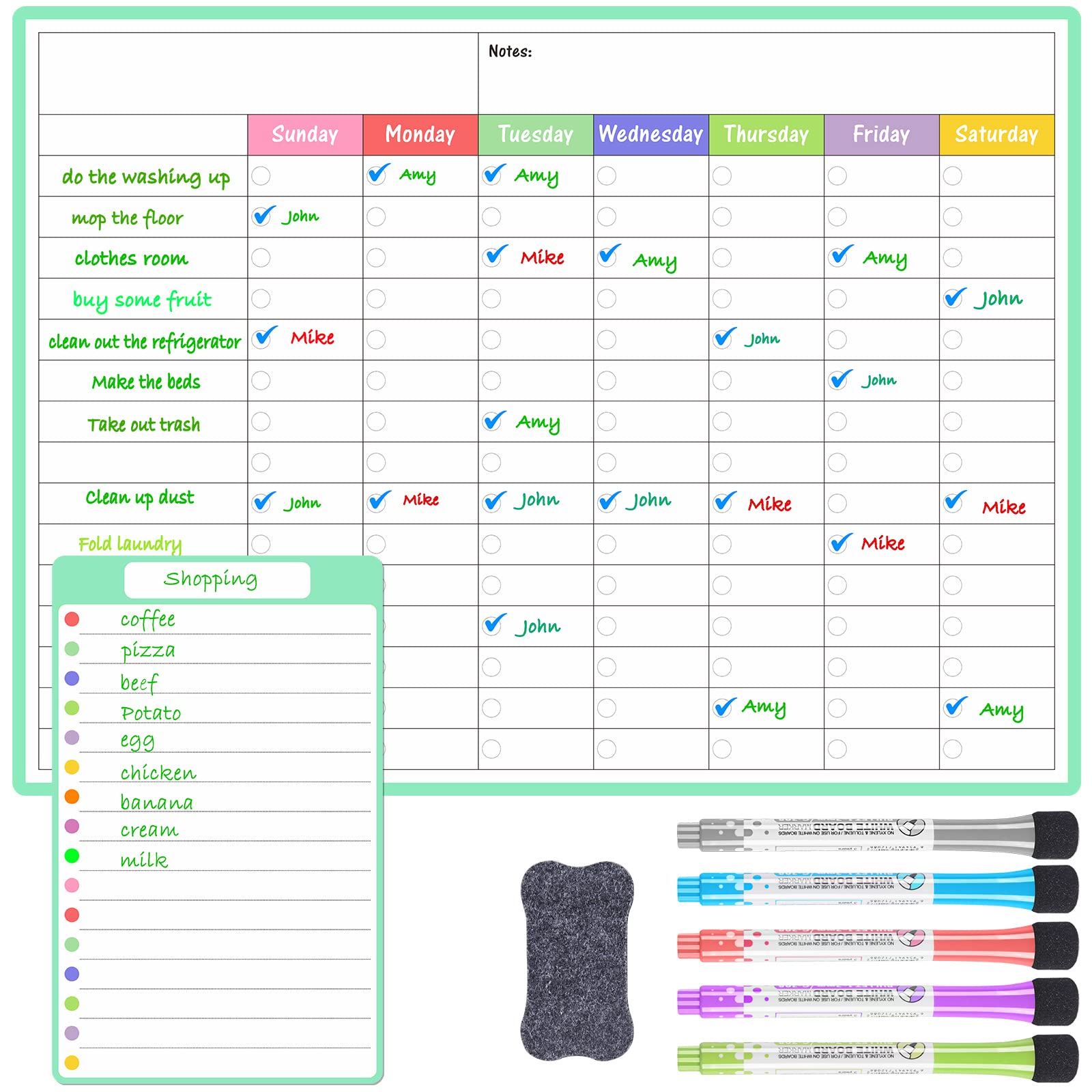 Buy Magnetic Dry Erase Chore Chart for Multiple Kids, Magnetic Chore ...