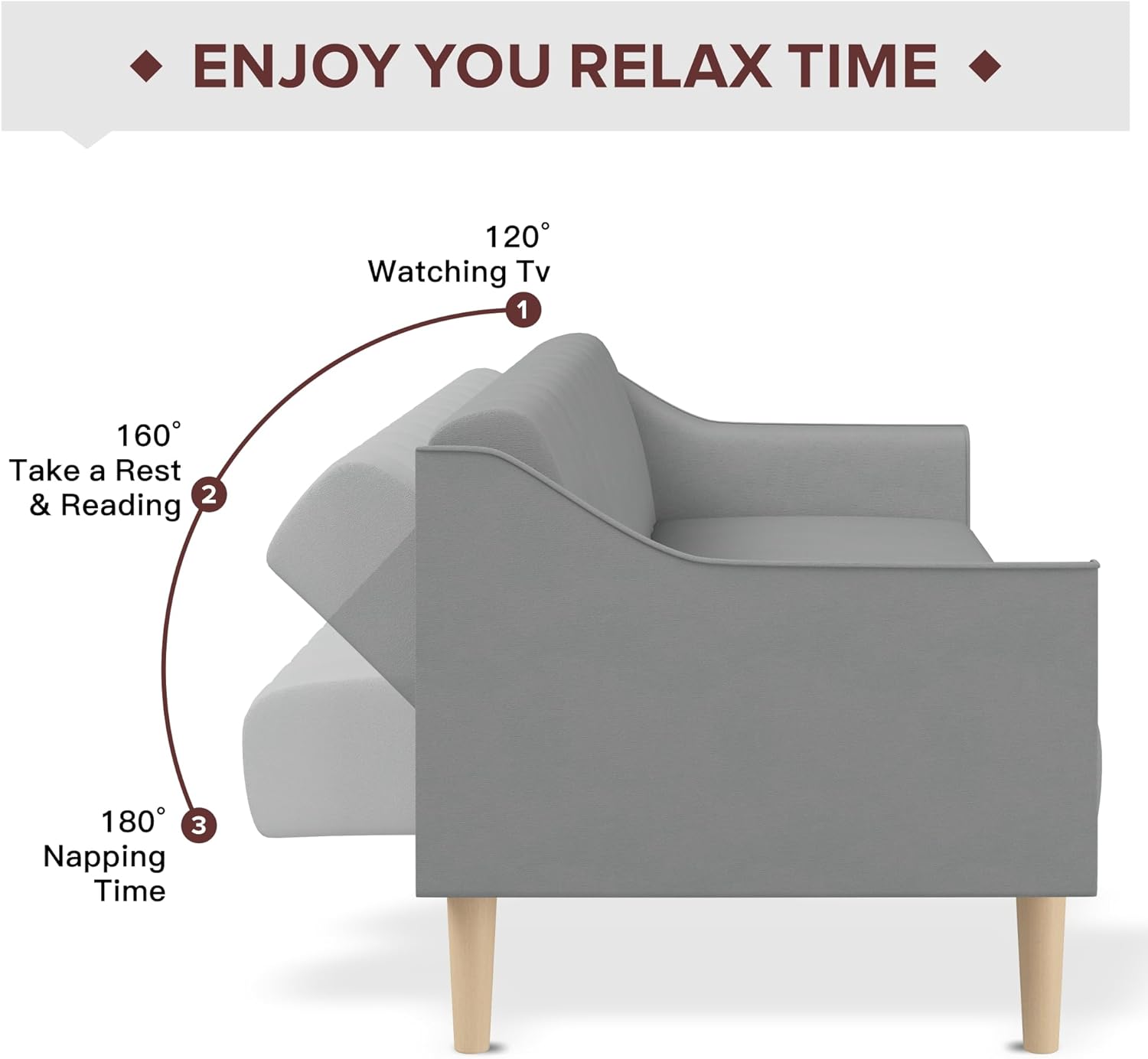 ZeeFu Sofá cama tipo futón convertible de 74 pulgadas, moderno sofá ...