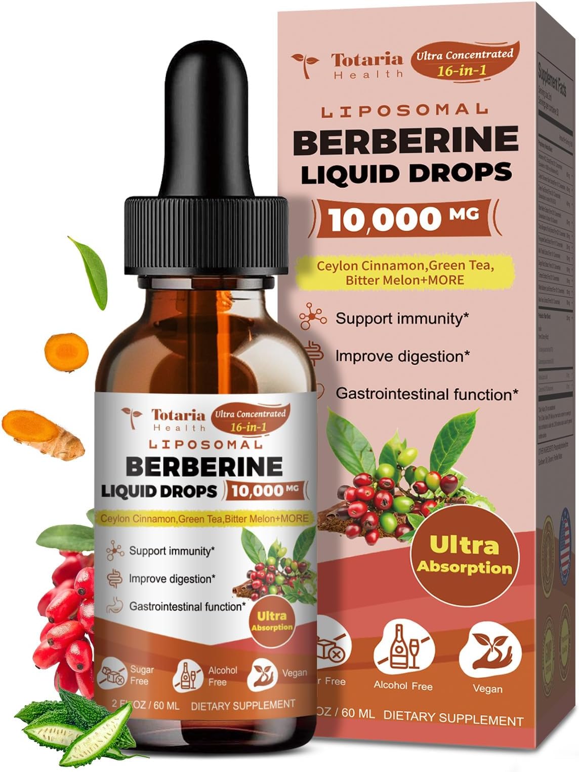 Amazon.com: Totaria Liposomal Berberine HCL Digestion Support ...