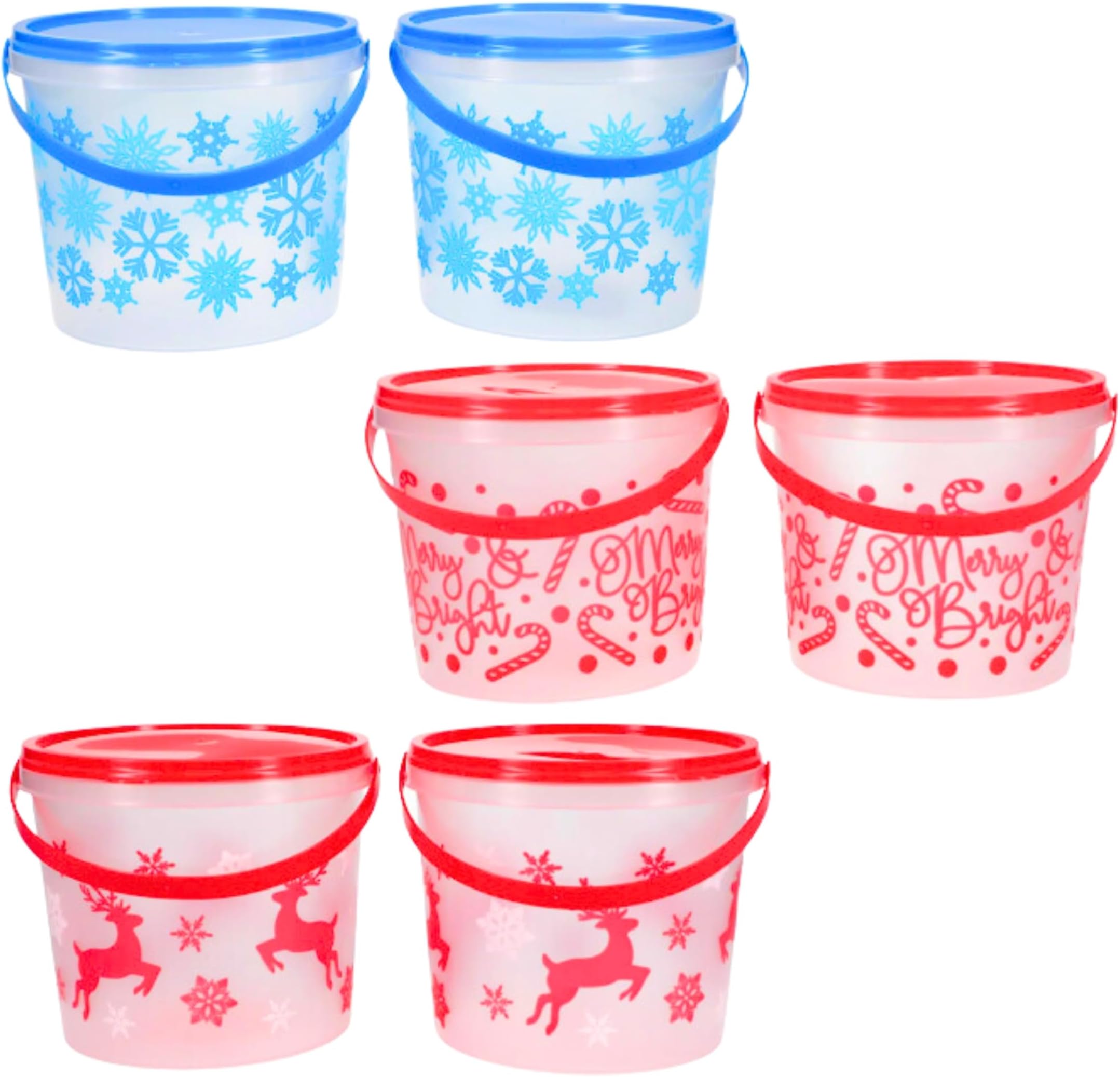 Amazon.com: BFL Christmas Theme Gift Buckets w Lids, 5x5x4.7 Inches Red ...