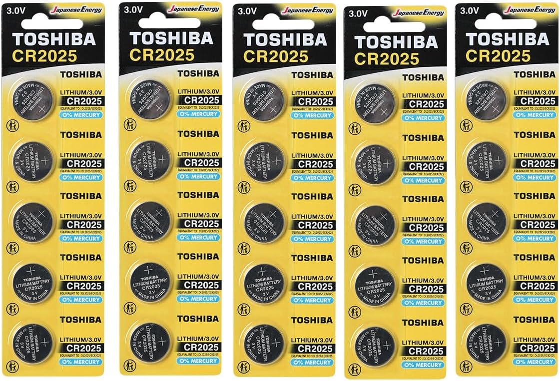 Amazon.com: Toshiba CR2025 3 Volt Lithium Coin Battery (25 Batteries ...