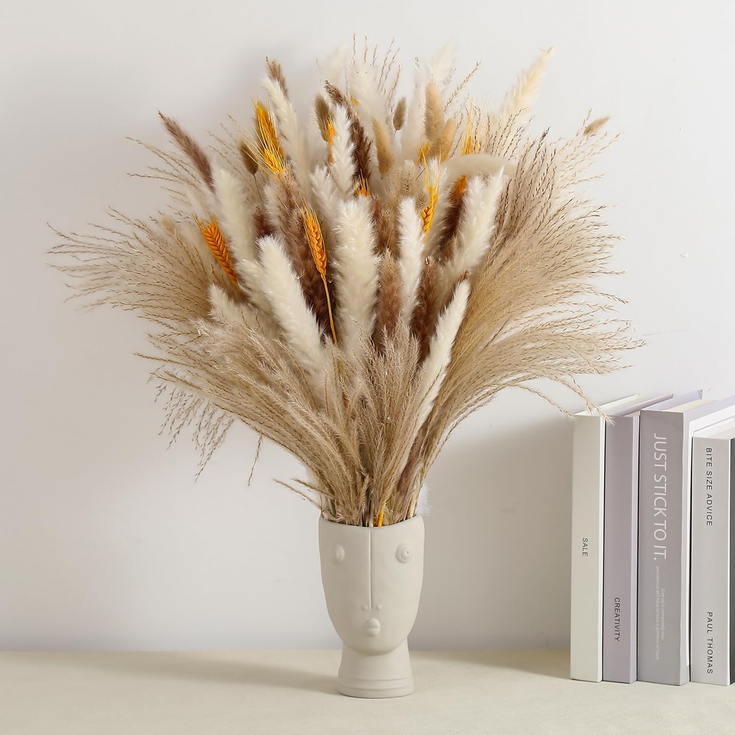 Amazon.com: Dried Pampas Grass Boho Home Decor 145 PCS, Natural Fluffy ...
