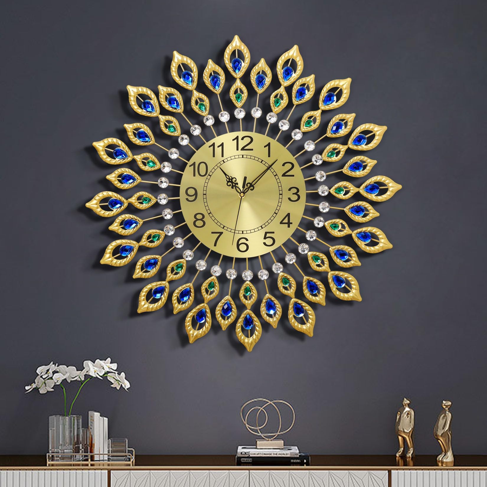 Amazon.com: JUGV 24.0 Inch Gold Large Wall Clocks for Living Room Decor ...
