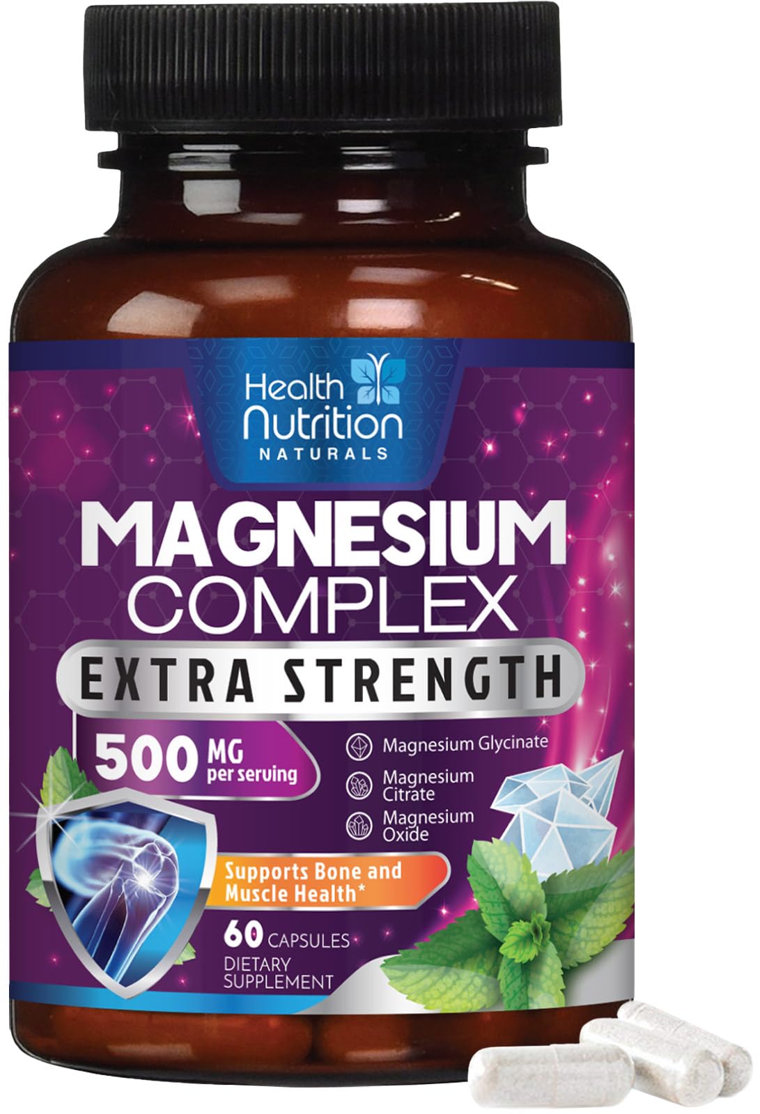 Amazon.com: Magnesium Complex Supplement 500mg - Supports Muscle, Heart ...